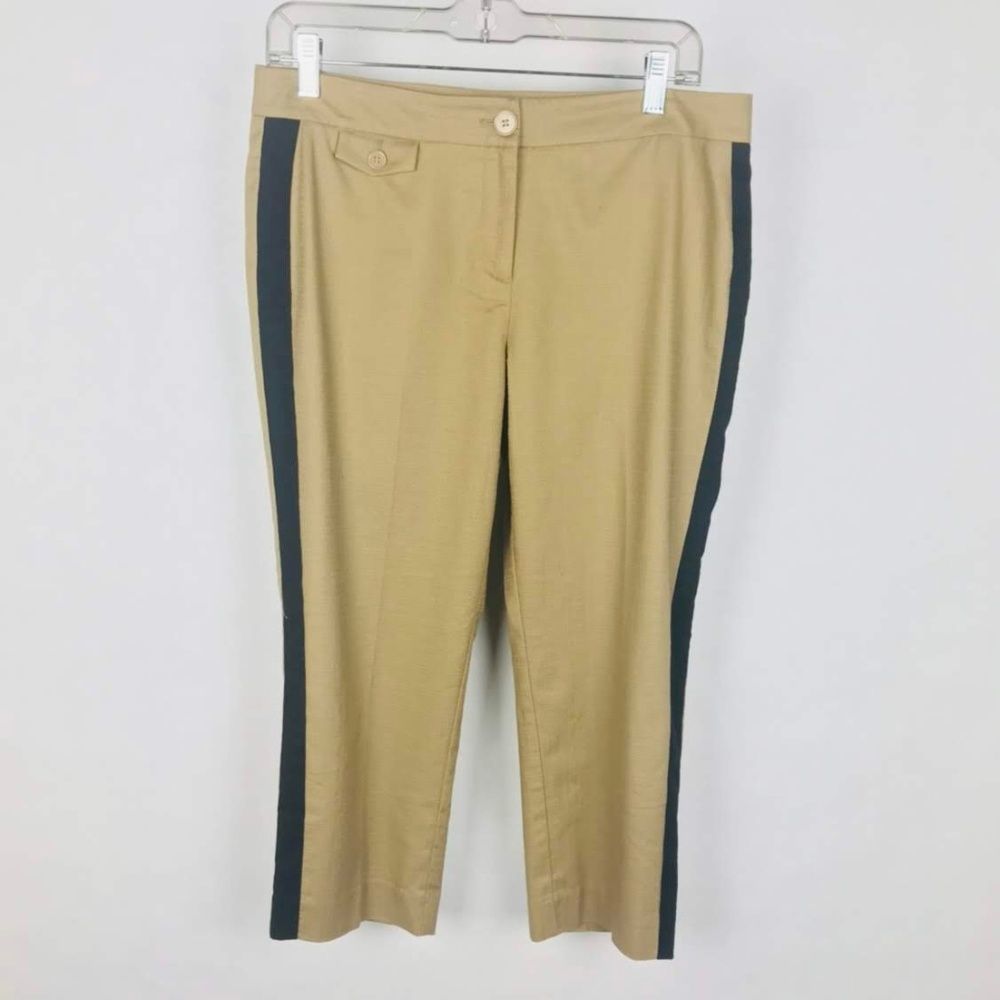 Loft Textured Cropped Pant Side Stripe - Gem
